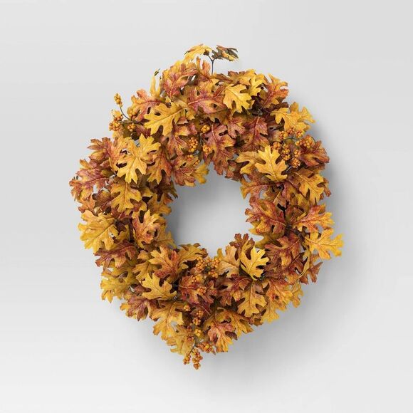 Threshold | Holiday | Open Box Threshold Oak Leaf Fall Wreath Threshold ...